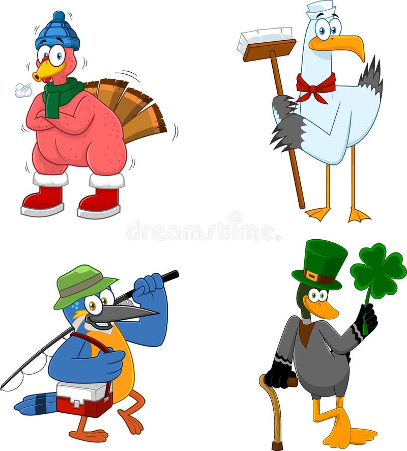 Cartoon Birds Characters. Vector Collection Set Stock Vector ...