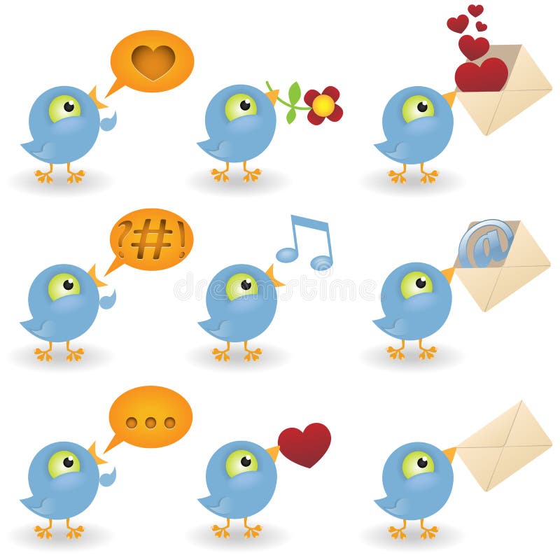 Cartoon birds icon set stock vector. Illustration of love - 20148059