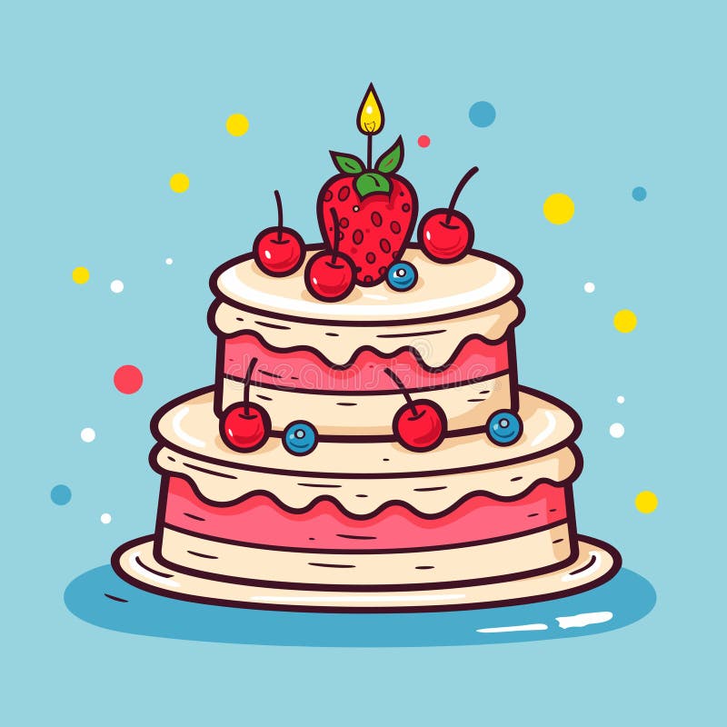 Cartoon Birthday Cake with Candles Vector Isolated Illustration Stock ...
