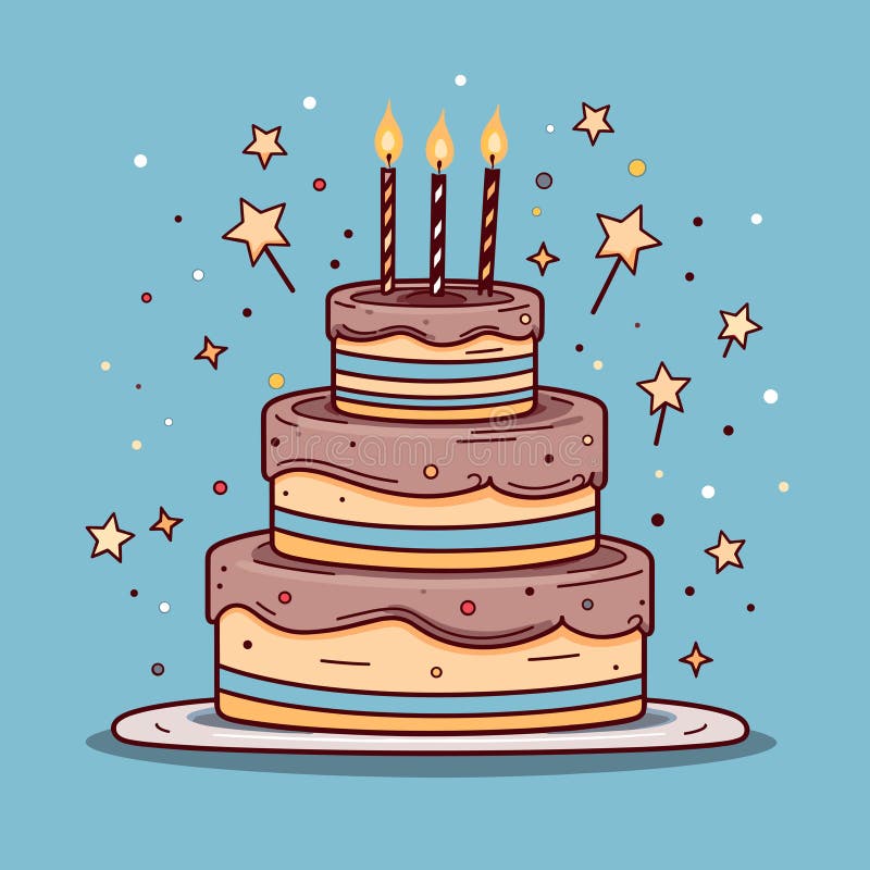 Cartoon Birthday Cake with Candles Vector Isolated Illustration Stock ...