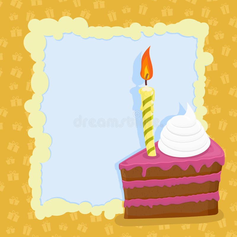Cartoon Birthday Cake Card. Vector Illustration Stock Vector ...