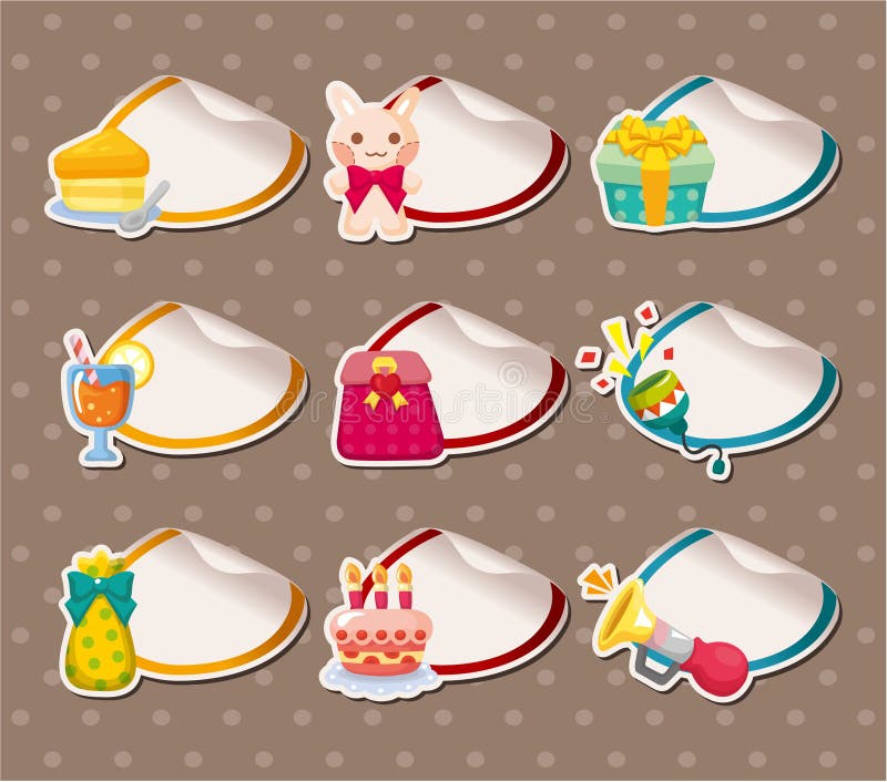 Cartoon Birthday Label Stickers Stock Vector - Illustration of ...