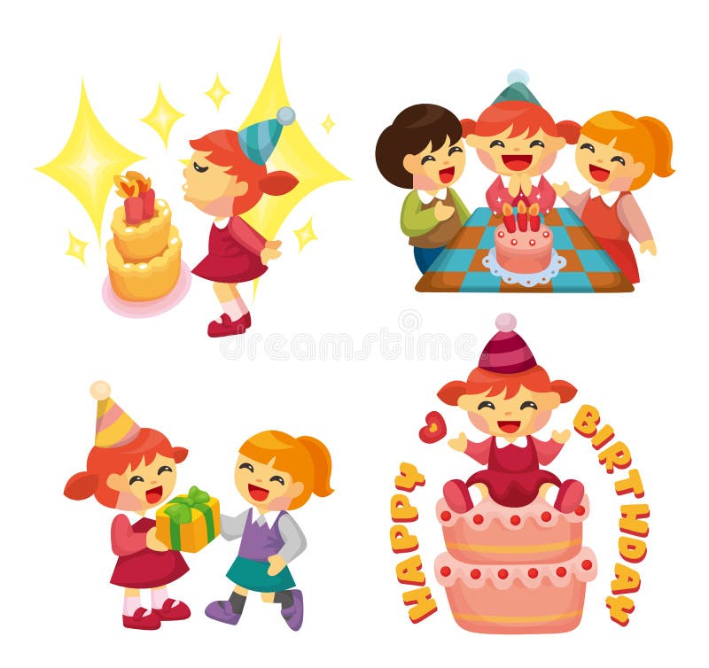 Cartoon birthday party stock vector. Illustration of group - 22031311
