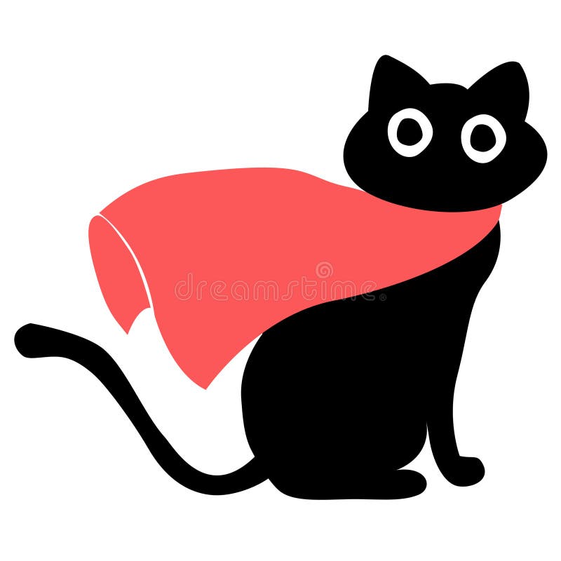 A Cartoon Black Cat Hero Character Illustration Stock Vector ...