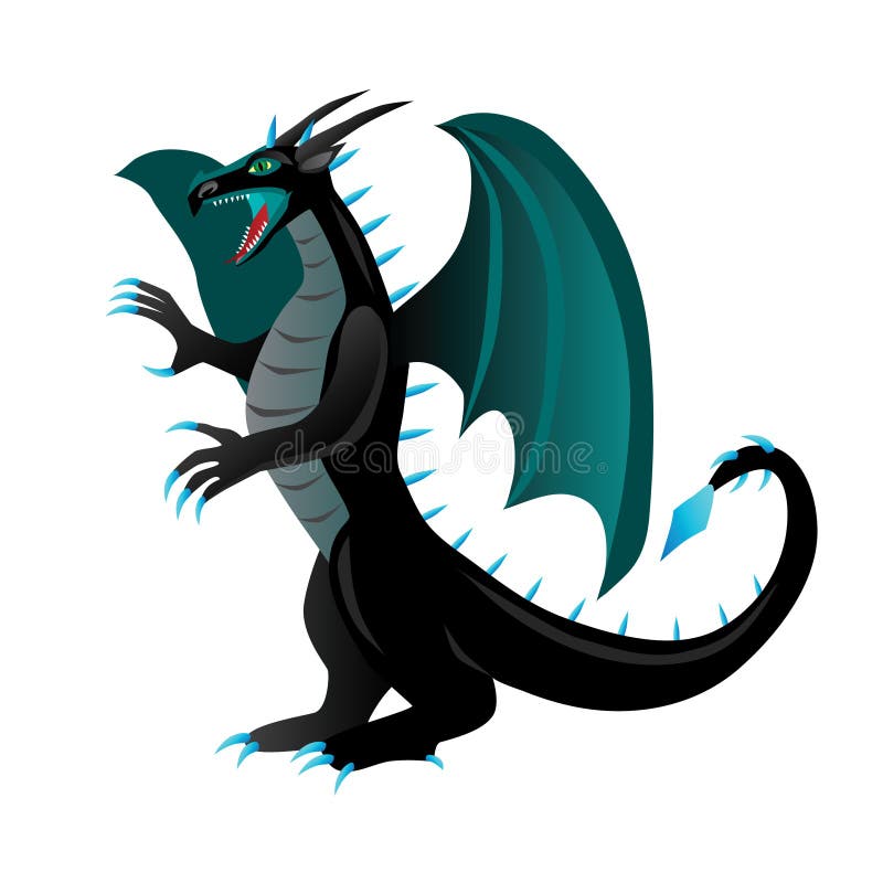 Cartoon black dragon stock vector. Illustration of wing - 21915678