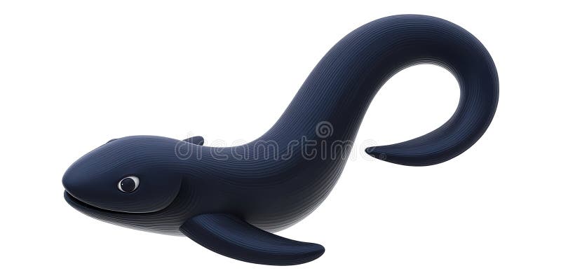 Cartoon Black Fish with Curved Tail Isolated on Transparent Background ...