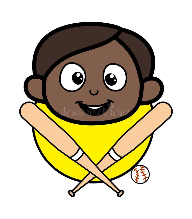 Cartoon Black Girl Baseball Mascot Stock Illustration - Illustration of ...