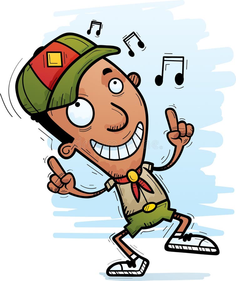 Cartoon Black Man Scout Dancing Stock Vector - Illustration of doodle ...