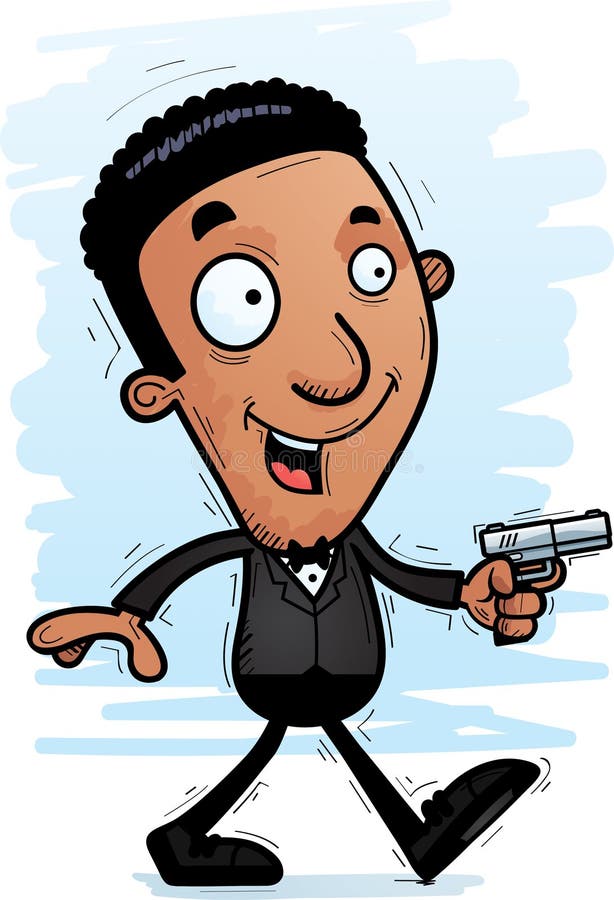 Cartoon Black Spy Walking stock vector. Illustration of sketch - 116278689