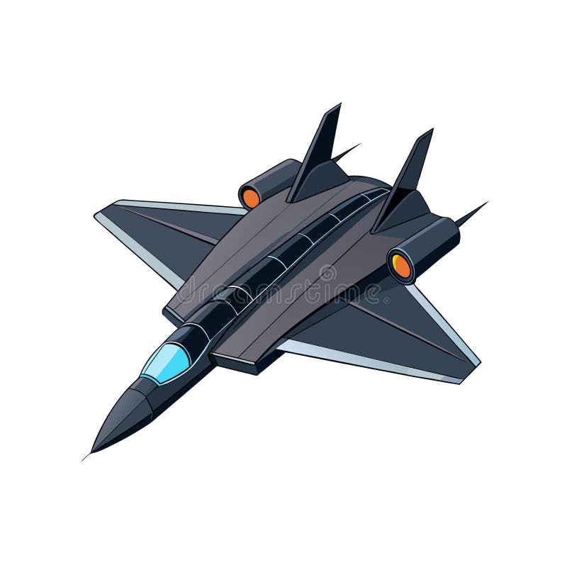Cartoon Black Stealth Fighter Plane Vector Illustration Stock Photo ...