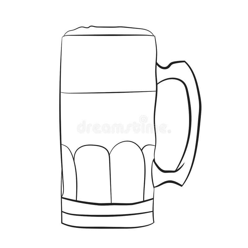 Cartoon Black and White Beer Mug Vector Stock Vector - Illustration of ...