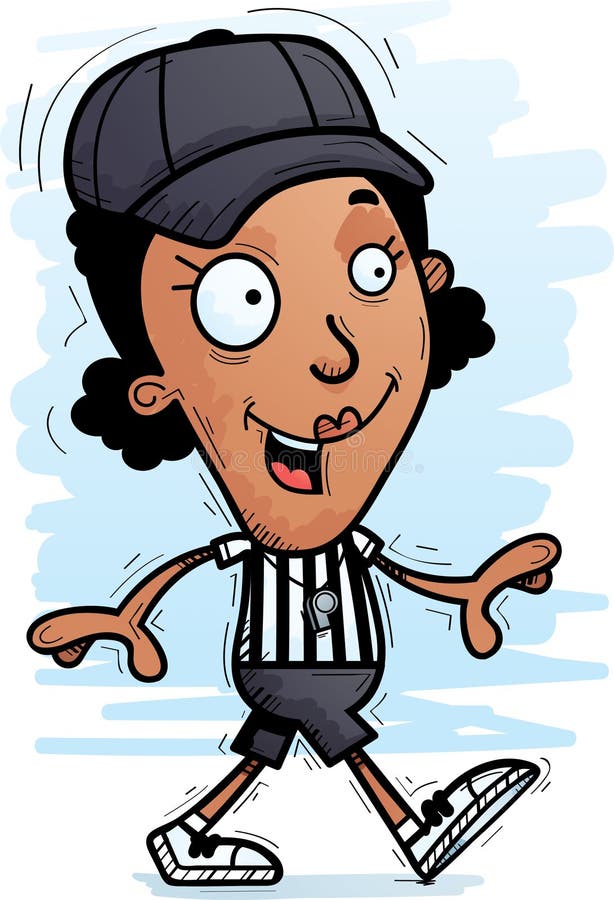 Cartoon Black Woman Referee Walking Stock Vector - Illustration of ...