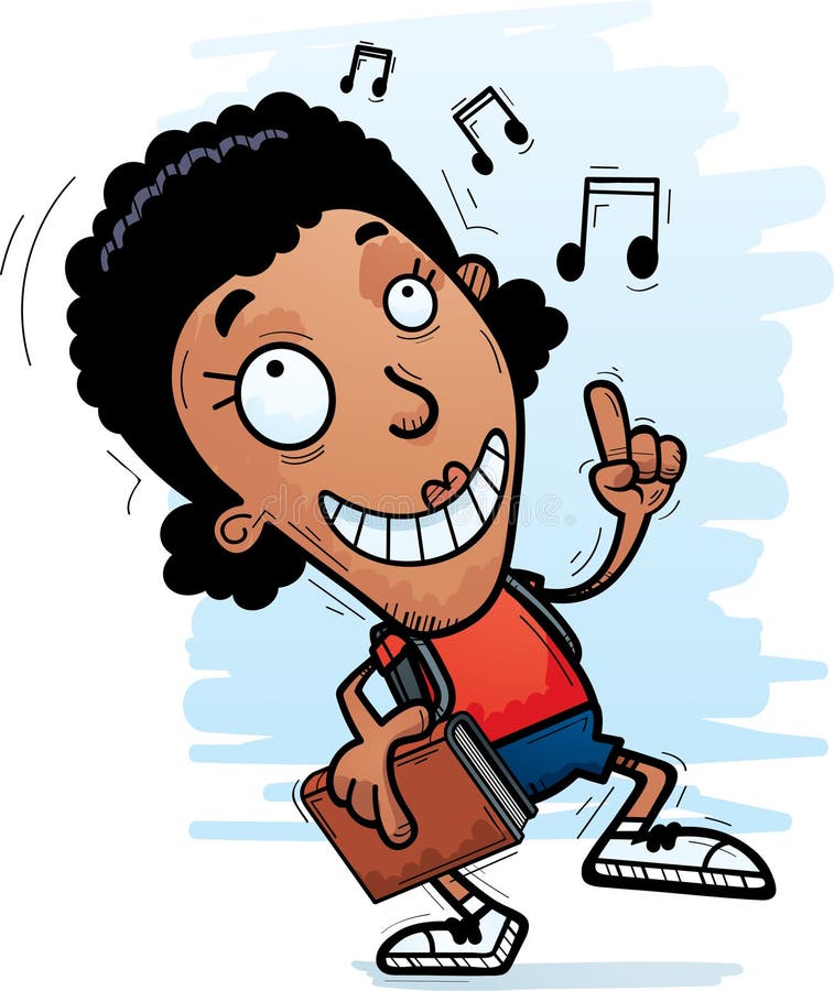 Cartoon Black Woman Student Dancing Stock Vector - Illustration of ...