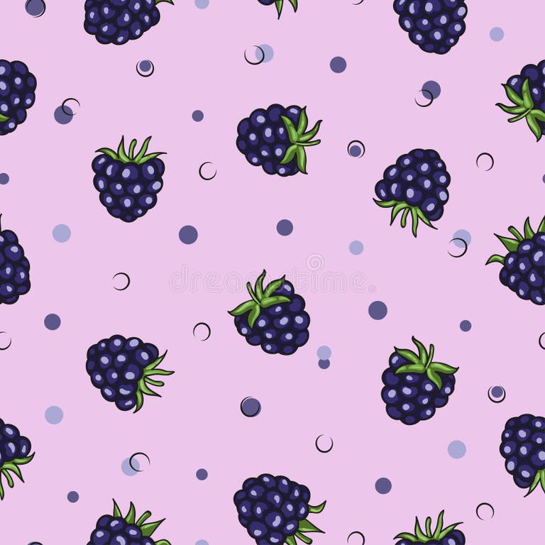 Cartoon Blackberry Pattern. Vector Seamless Berry Print Stock Vector ...