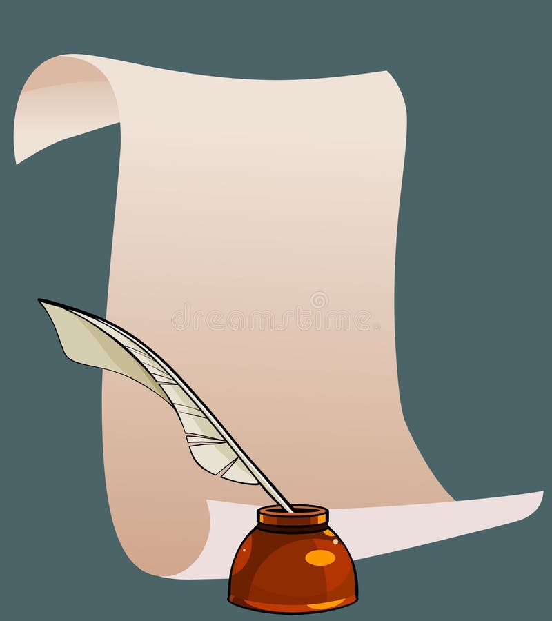 Ink-pen with scroll stock vector. Illustration of illustration - 7927873