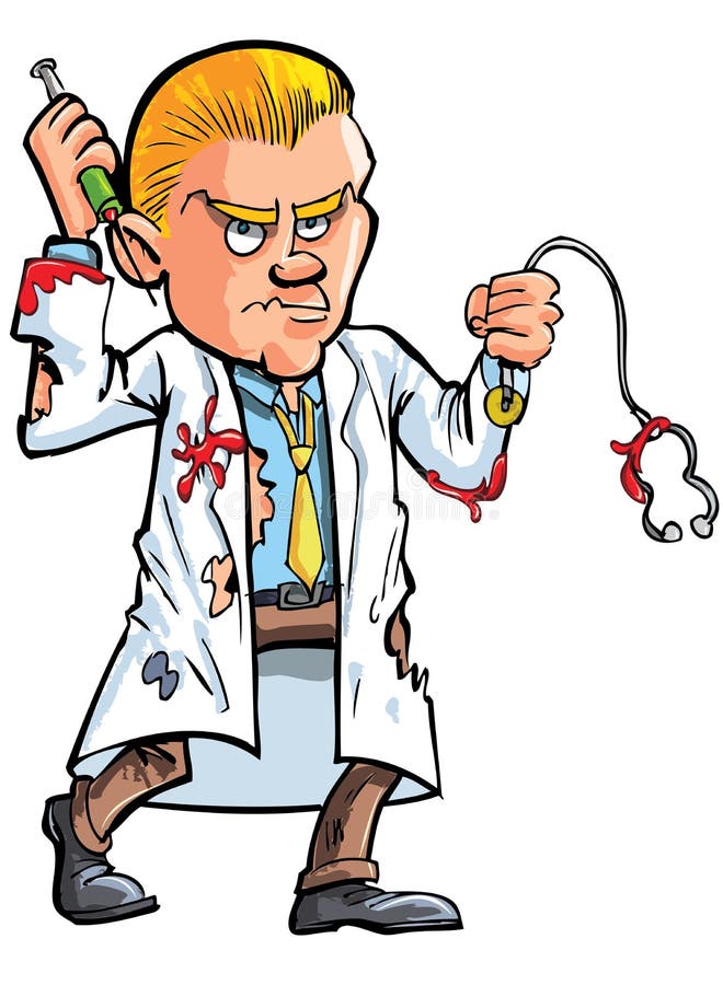 Cartoon Blood Covered Menacing Looking Doctor Stock Illustration ...