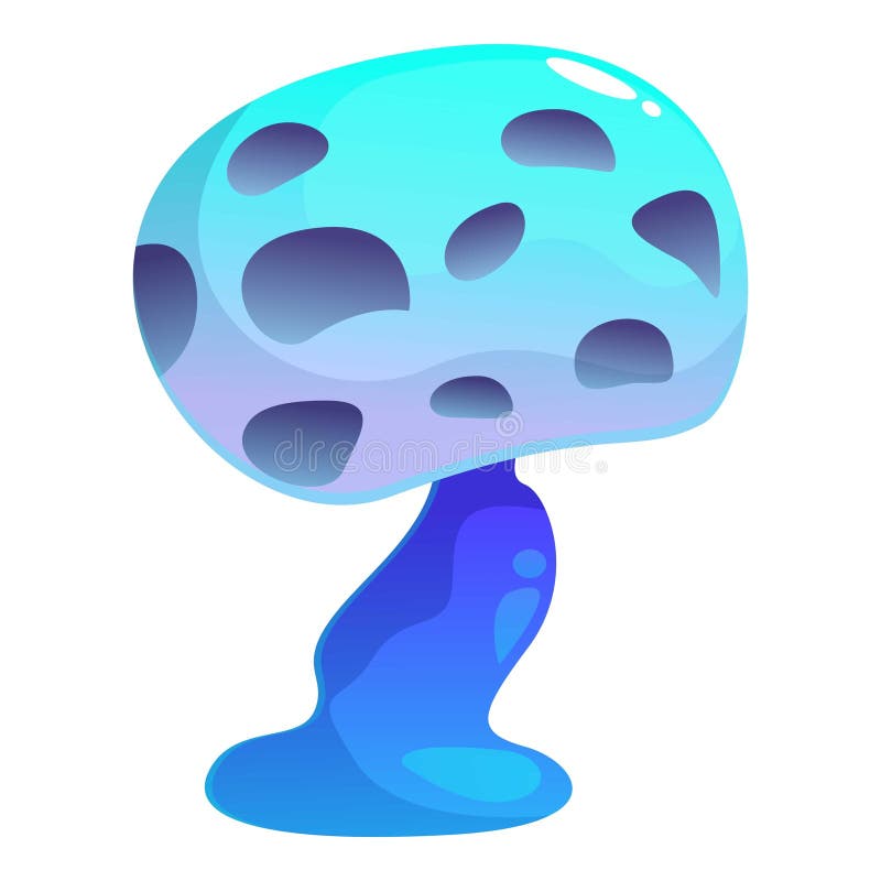 Blue Alien Mushroom Growing with Spots on Cap Stock Vector ...