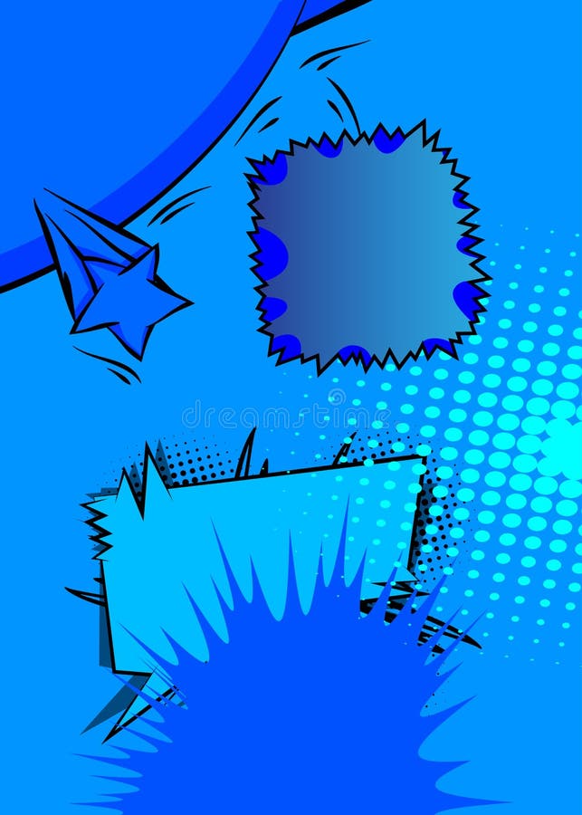 Cartoon Blue Background, Comic Book Backdrop. Retro Vector Comics Pop ...