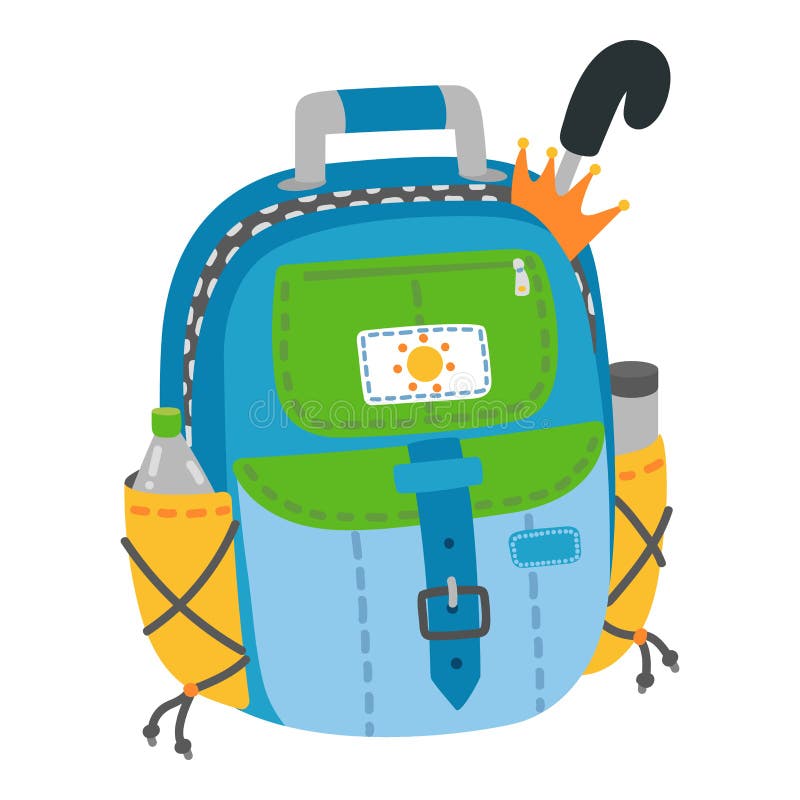 Cartoon Blue Backpack, Vector Illustration Stock Vector - Illustration ...