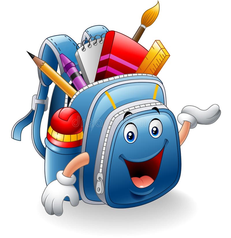 Cartoon blue bag waving stock vector. Illustration of standing - 74891411