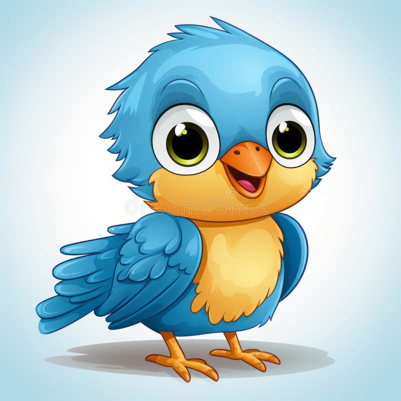 A Blue Bird with Big Eyes and a Frown on Its Face is Standing Upright ...