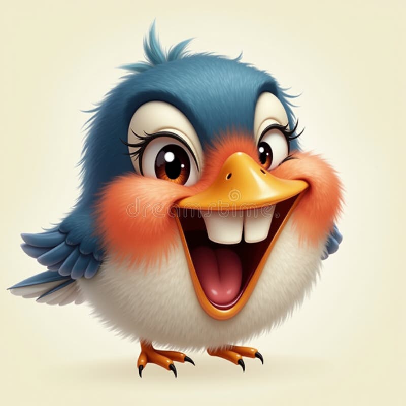Cartoon Blue Bird with Big Smile Stock Illustration - Illustration of ...
