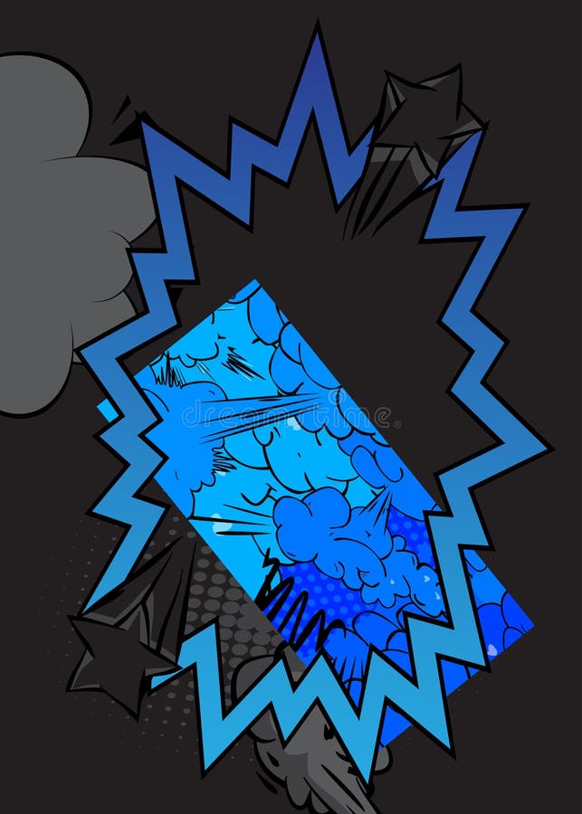 Cartoon Blue and Black Background, Comic Book Backdrop. Retro Vector ...