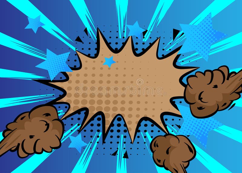 Cartoon Blue and Brown Background, Comic Book Backdrop. Retro Vector ...