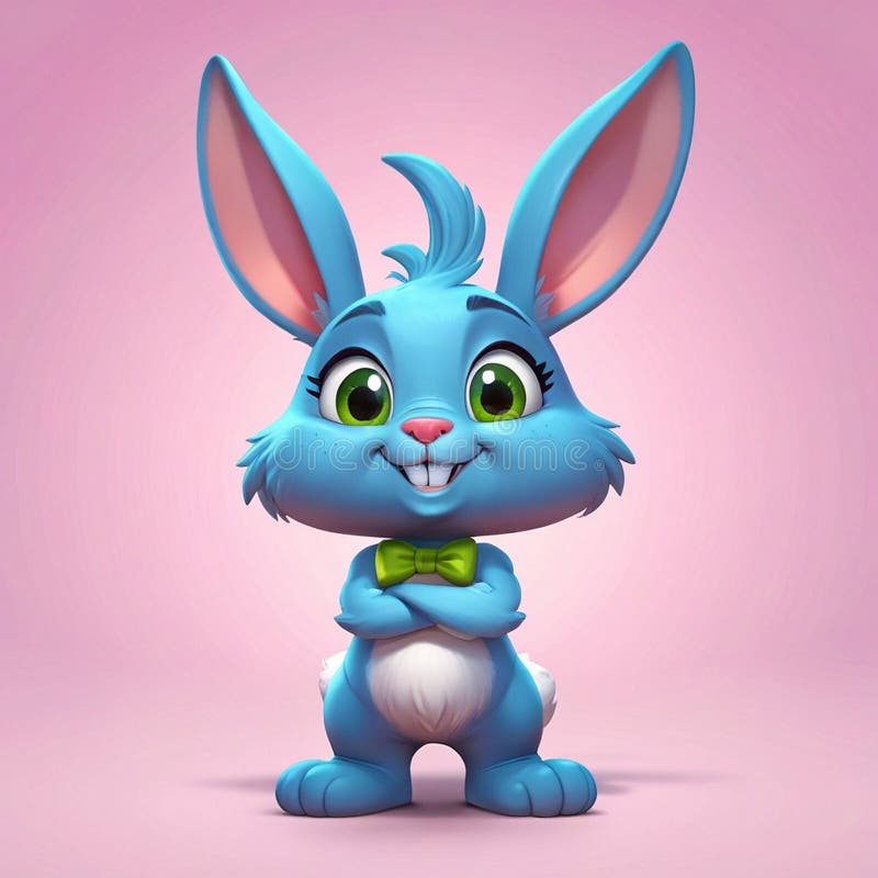 "Cartoon Blue Bunny in a Suit with a Playful Expression" Stock ...