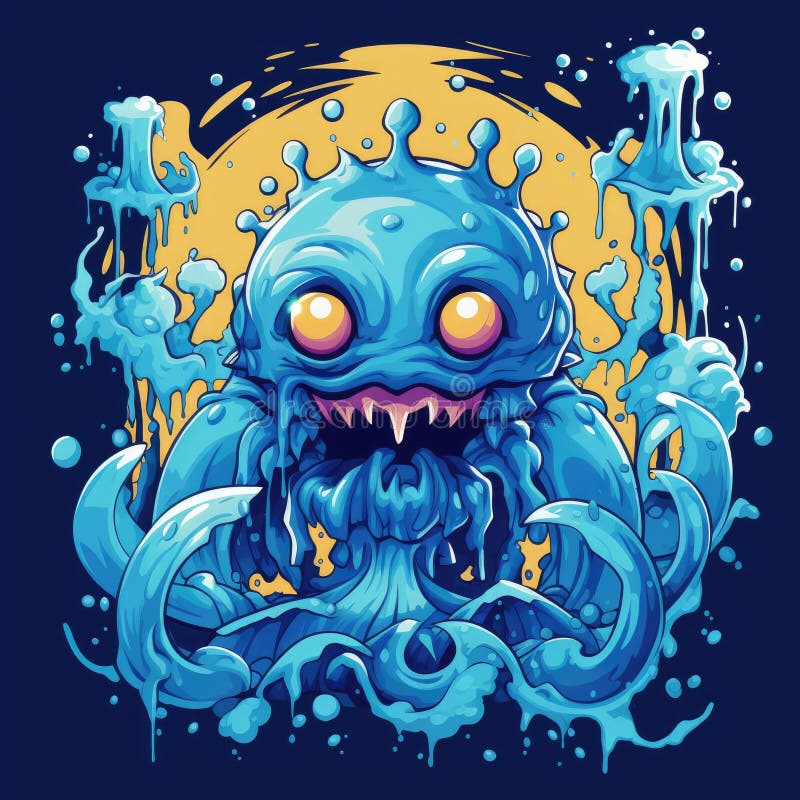 A Blue Creature with a Smile on Its Face and Hair. Generative Ai Stock ...