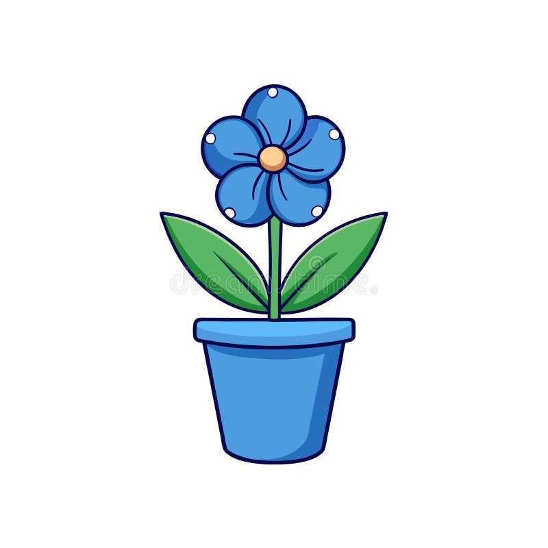 Cartoon Blue Flower in a Pot Illustration Stock Illustration ...