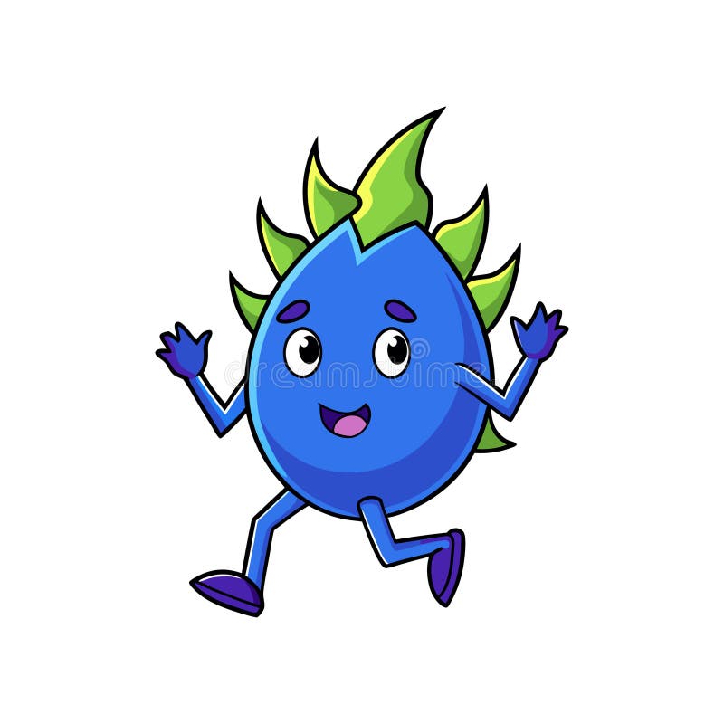 Cartoon Blue Fruit Character Running with Joyful Expression Stock Photo ...
