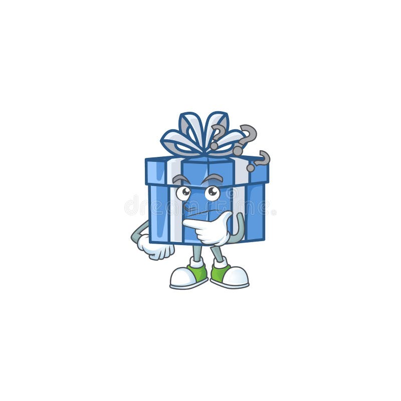 Cartoon Blue Gift Box with Confuse Face Style Design Stock Vector ...