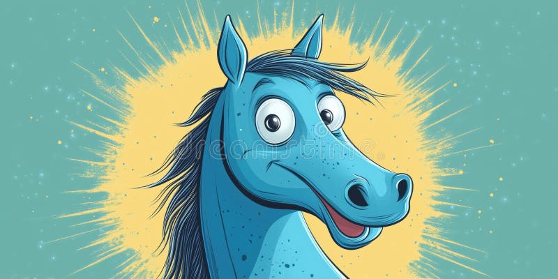 Cartoon Blue Horse Character Cheerful Expression Vibrant Background ...