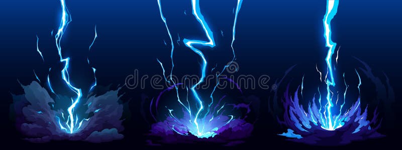 Cartoon Blue Lightning Thunder, Storm Thunderbolts Stock Vector ...