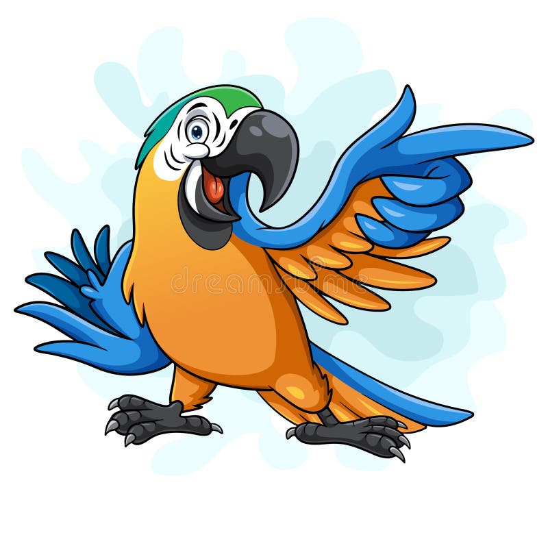 Cartoon Blue Macaw Bird Pointing Stock Vector - Illustration of yellow ...