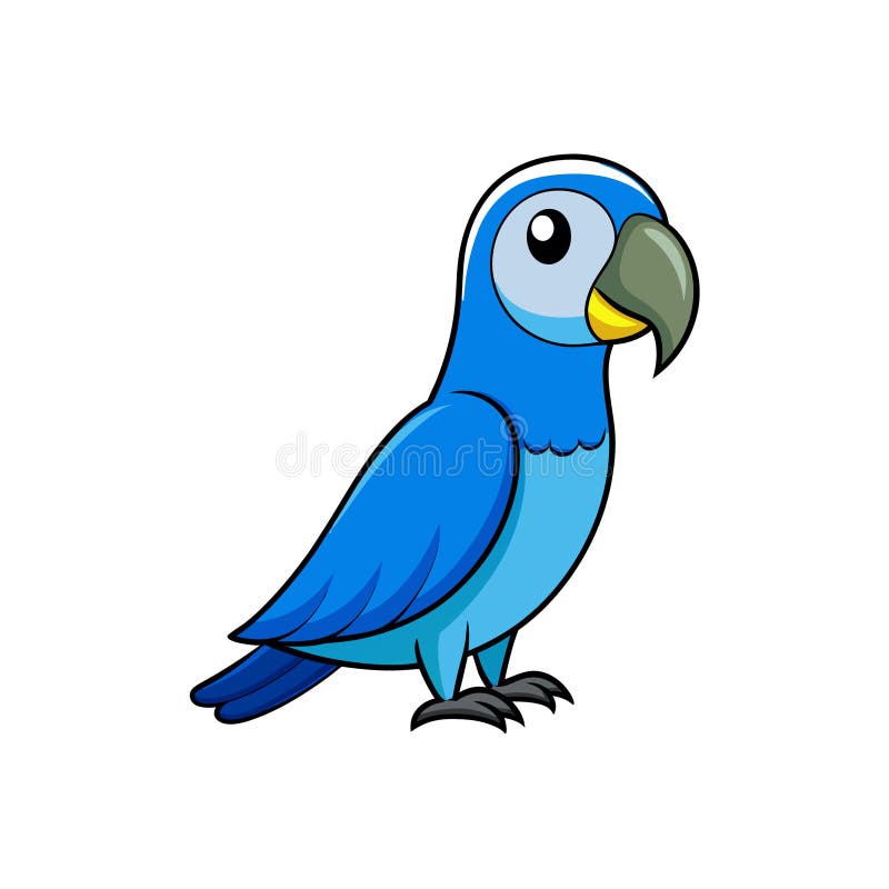Cartoon Blue Macaw Illustration on a White Background, Bird Stock ...
