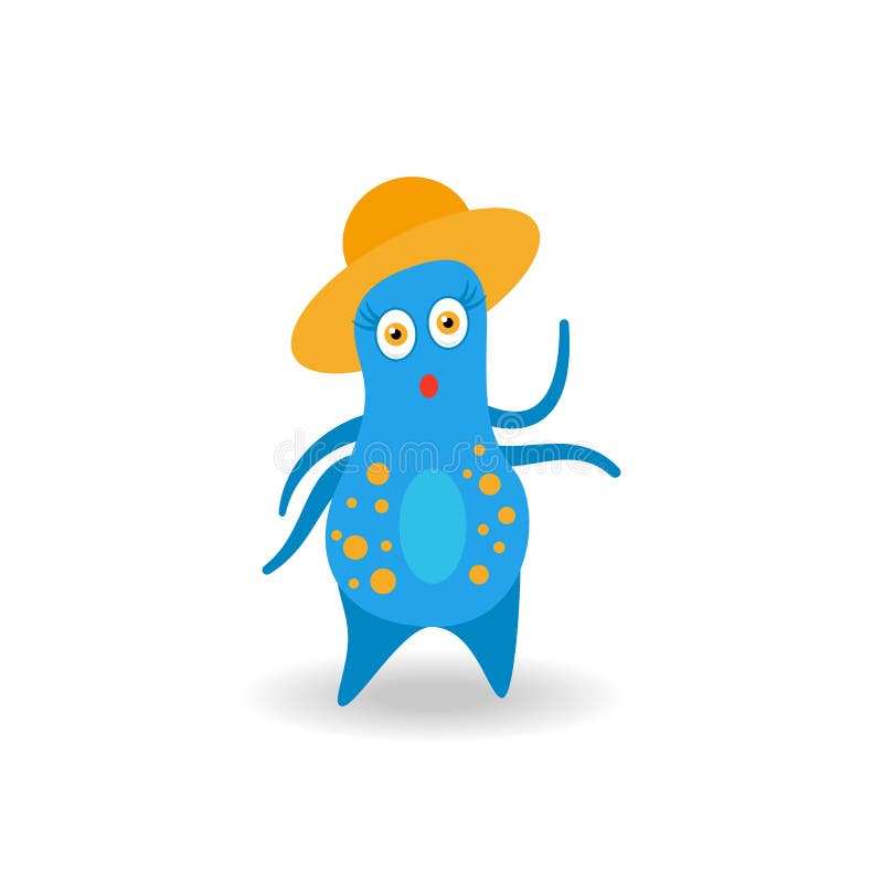 Cartoon Blue Monster in the Hat Isolated on White Stock Vector ...