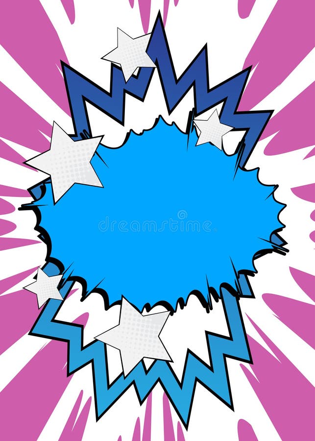 Cartoon Blue, Pink and White Colored Background, Comic Book Vibrant ...