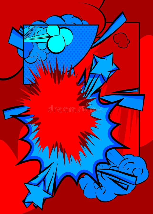Cartoon Blue and Red Background, Comic Book Backdrop. Retro Vector ...