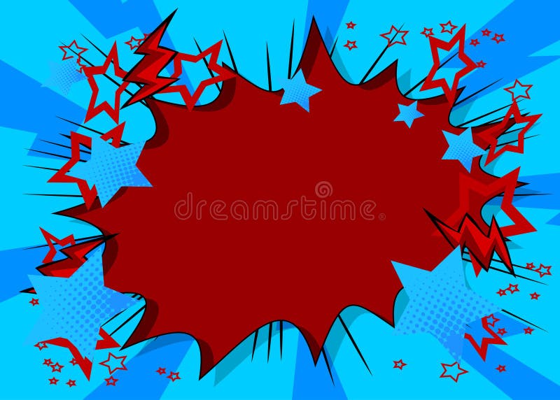 Cartoon Blue and Red Background, Comic Book Backdrop. Retro Vector ...