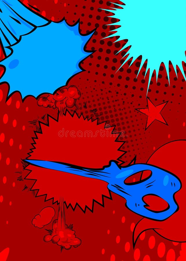 Cartoon Blue and Red Background, Comic Book Backdrop. Retro Vector ...