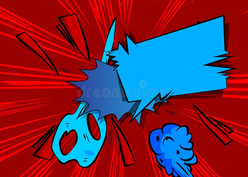 Cartoon Blue and Red Background, Comic Book Backdrop. Retro Vector ...