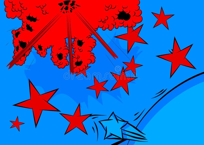 Cartoon Blue and Red Background, Comic Book Backdrop. Retro Vector ...