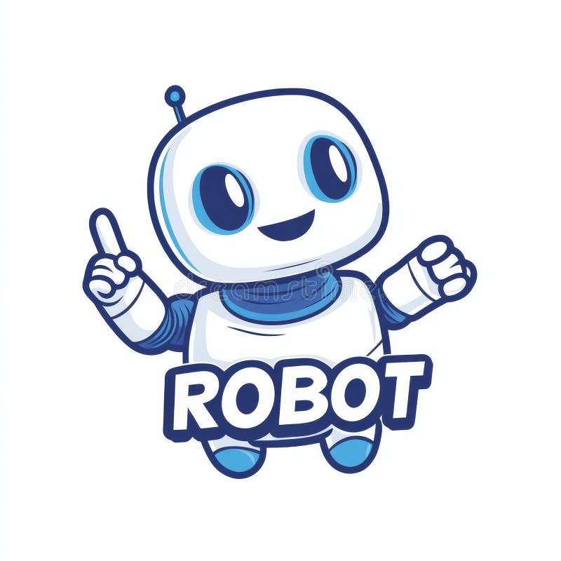 Cartoon Blue Robot Character Illustration for Logos and Mascots Stock ...