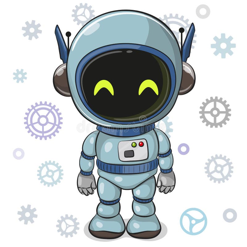 Cartoon Blue Robot on a White Background Stock Vector - Illustration of ...