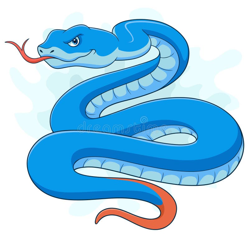Cartoon Blue Snake on White Background Stock Vector - Illustration of ...