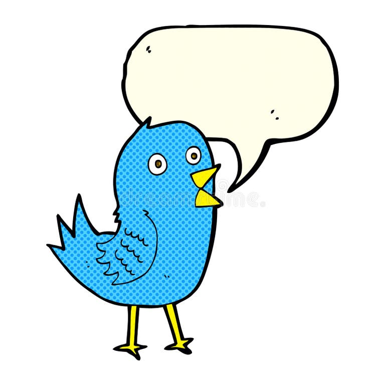 Cartoon Bluebird with Speech Bubble Stock Illustration - Illustration ...