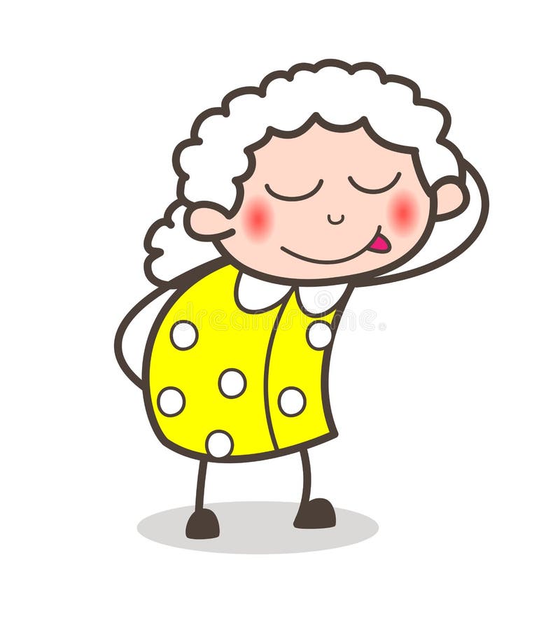 Cartoon Blushing Granny Character Expression Vector Stock Illustration ...