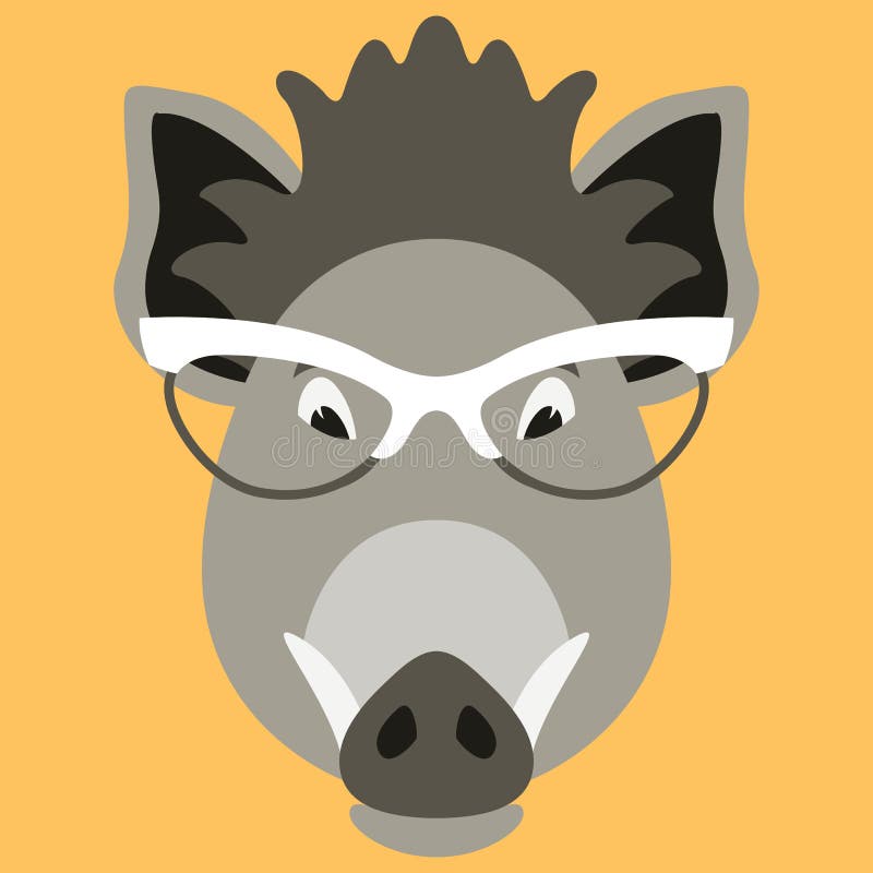 Cartoon Boar Face in Glasses, Vector Illustration Front Stock Vector ...